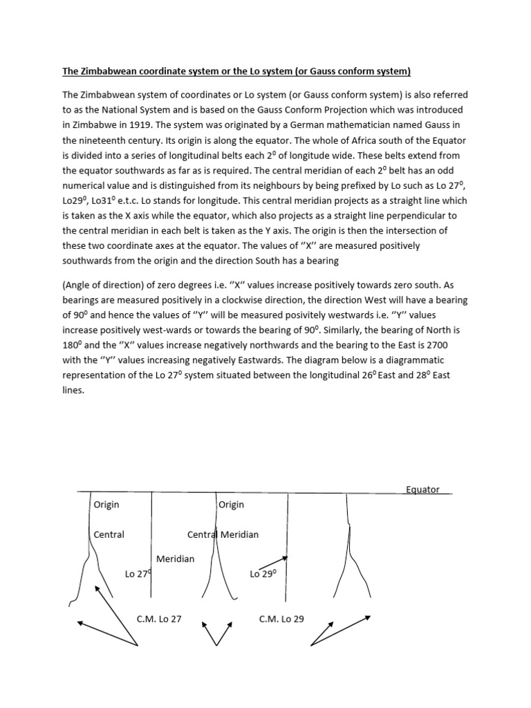 Zimbabwe Lo Coordinate System Overview | PDF | Geodesy | Mathematical ...