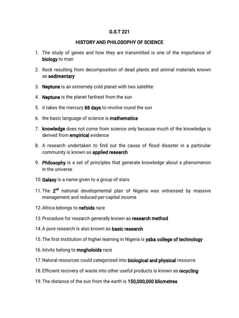 GST 221 SUMMARY Q&A-1 | PDF