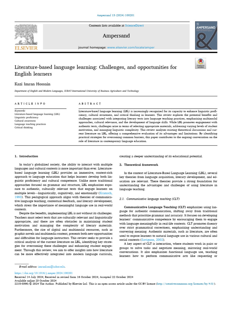 Literature-Based Language Learning Insights | PDF | Language ...