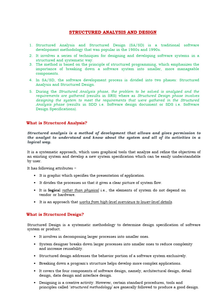 Structured Analysis and Design Overview | PDF | Data Model | Conceptual Model