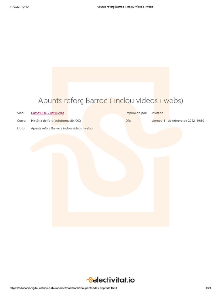 Apunts Reforc Barroc Inclou Videos I Webs | PDF