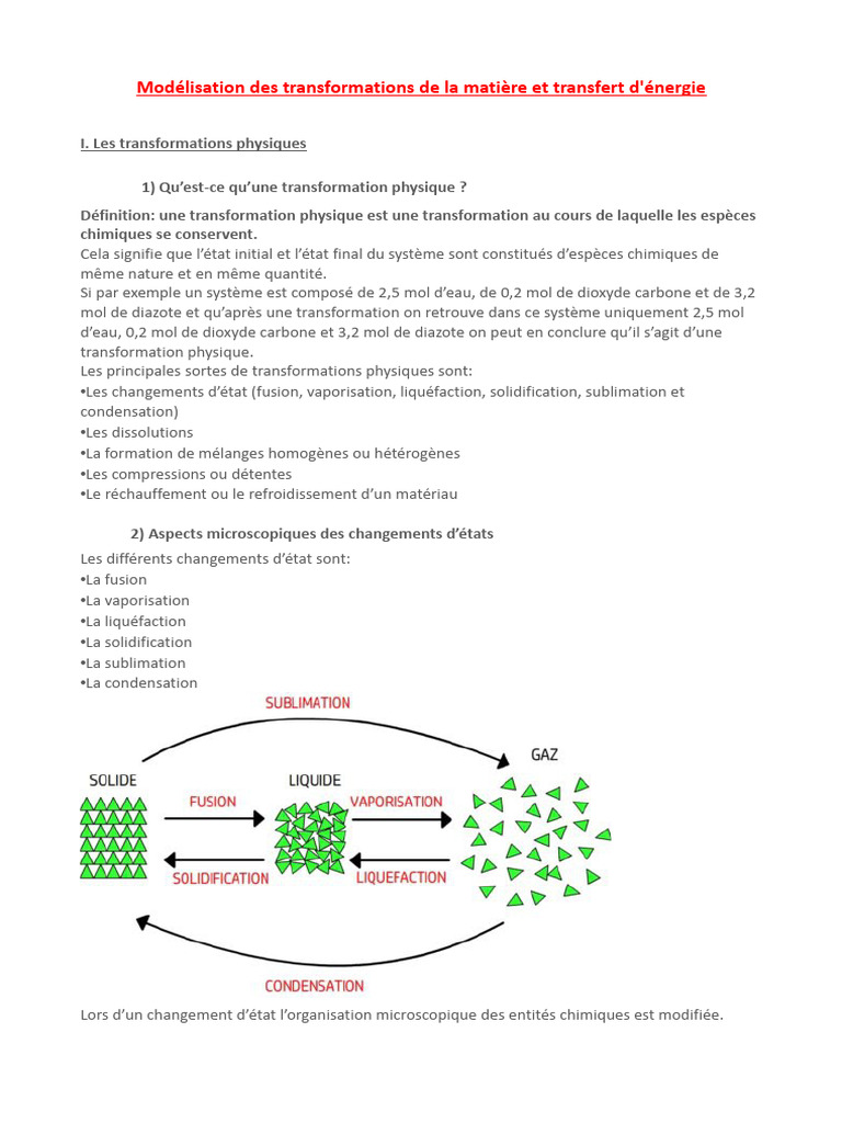 Transformations physiques de la matière | PDF | Noyau atomique ...