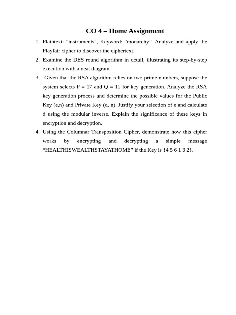 CO 4 - Home Assignment | PDF