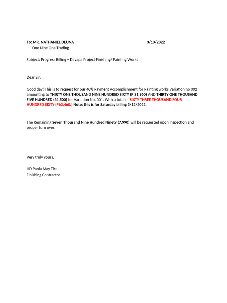 Progress Billing 2 | PDF