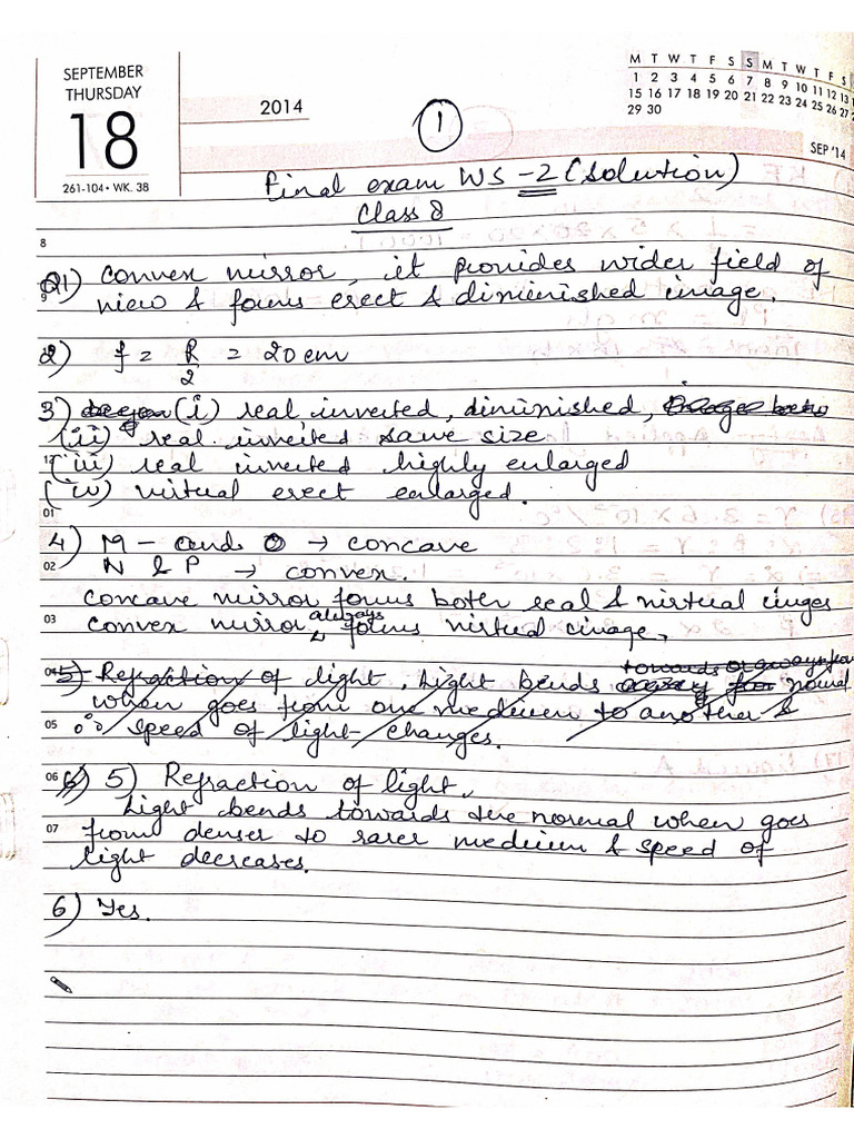 Class 8 Physics Worksheet (2) Solution Key | PDF