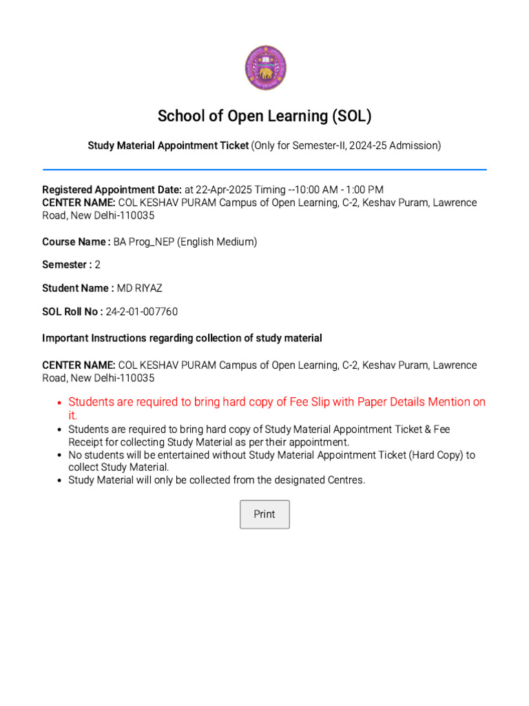 Appointment Slip | PDF