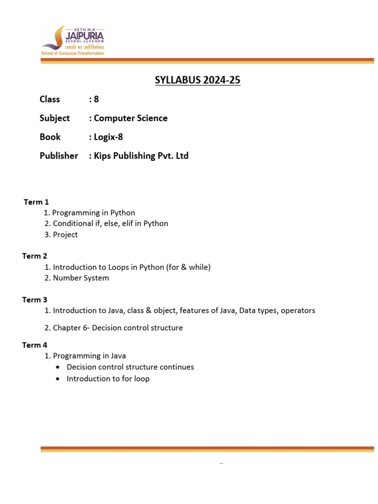 Computer-Science-Class-8-2024-25 | PDF