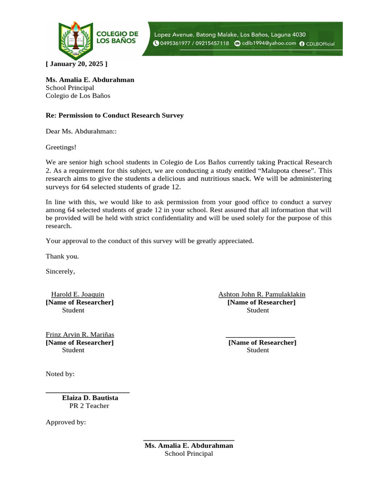 Survey Letter Template | PDF