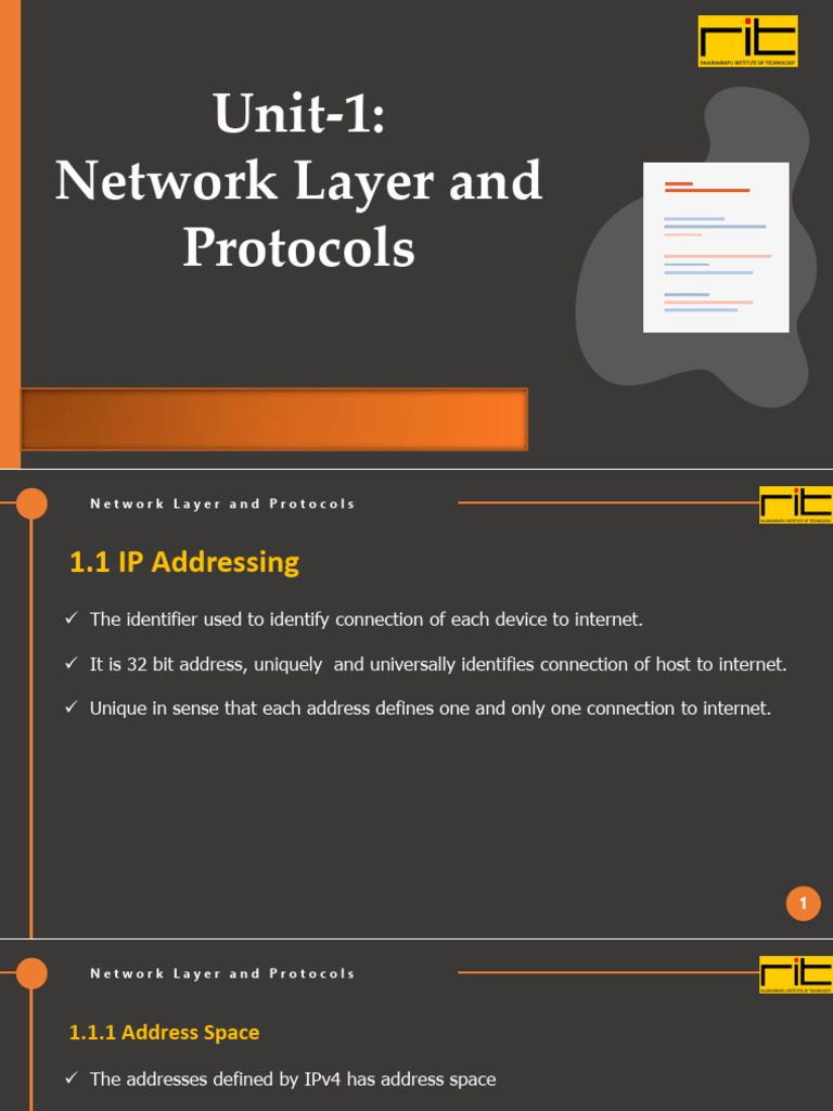 Unit-1 - Network Layer and Protocols | PDF | Internet Protocols | Computer Network