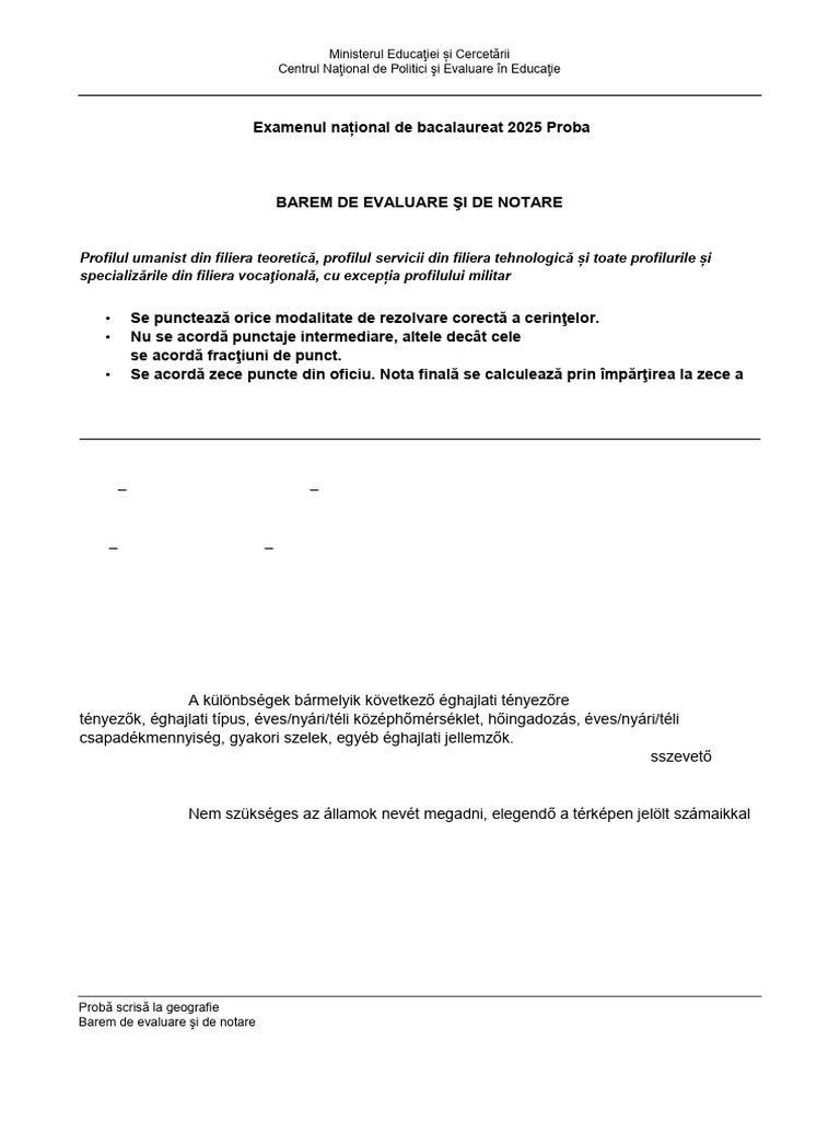 E D Geografie 2025 Bar Simulare LM | PDF