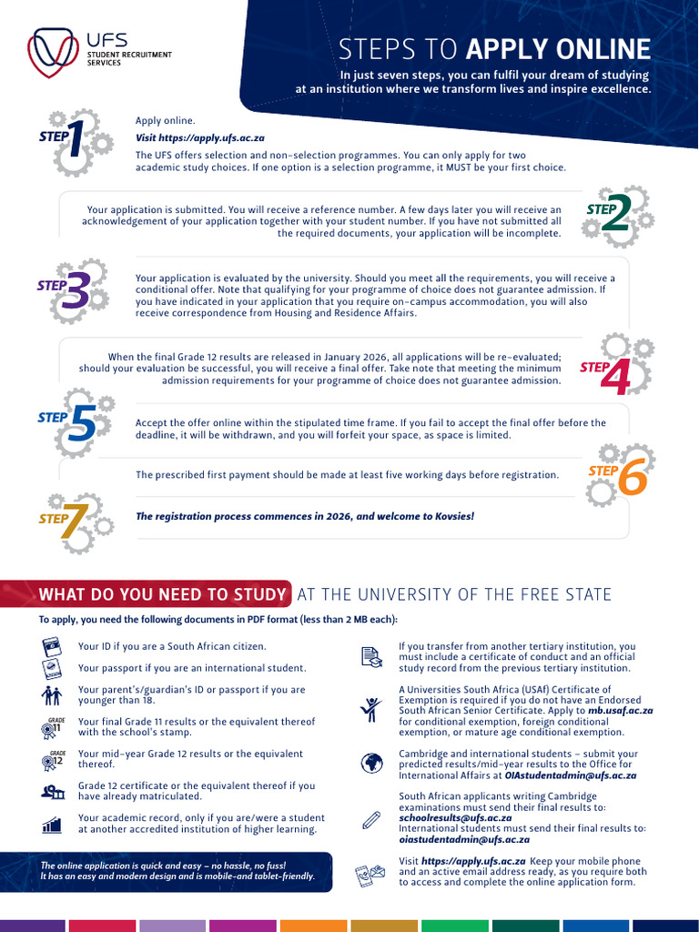 ufs-srs-steps-to-apply-2025 | PDF | University And College Admission ...