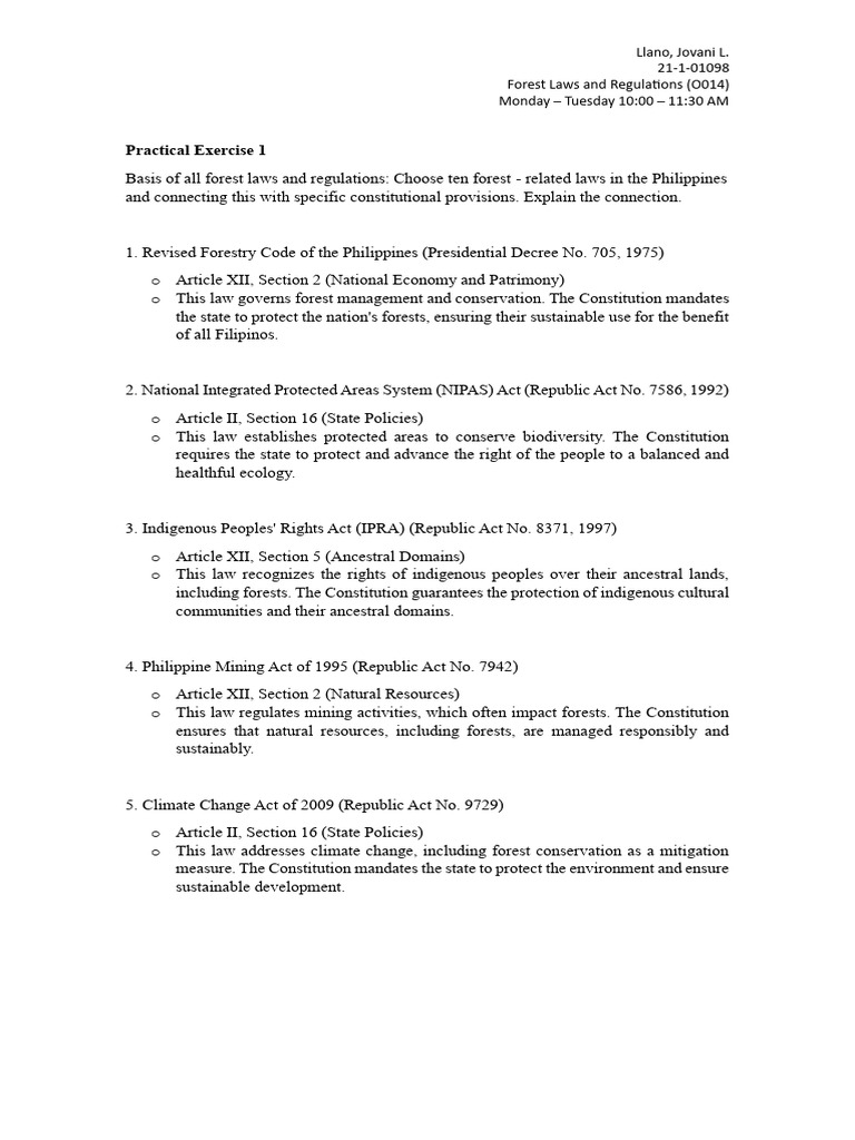 LLANO FGov 134n Practical Exercise 1 | PDF | Sustainability | Environmental Protection