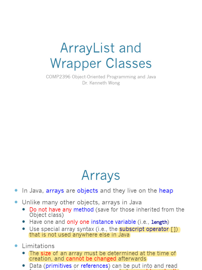 Arraylist And Wrapper Classes Pdf Boolean Data Type Computer 7115