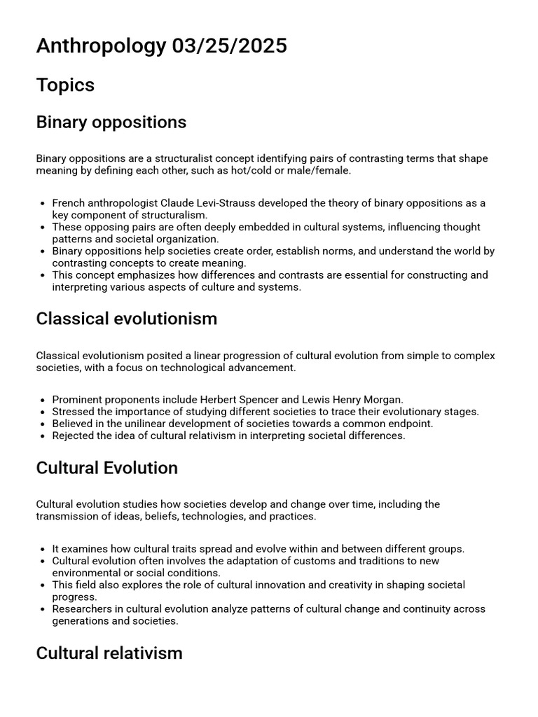 Key Concepts in Anthropology Explained | PDF | Anthropology | Society