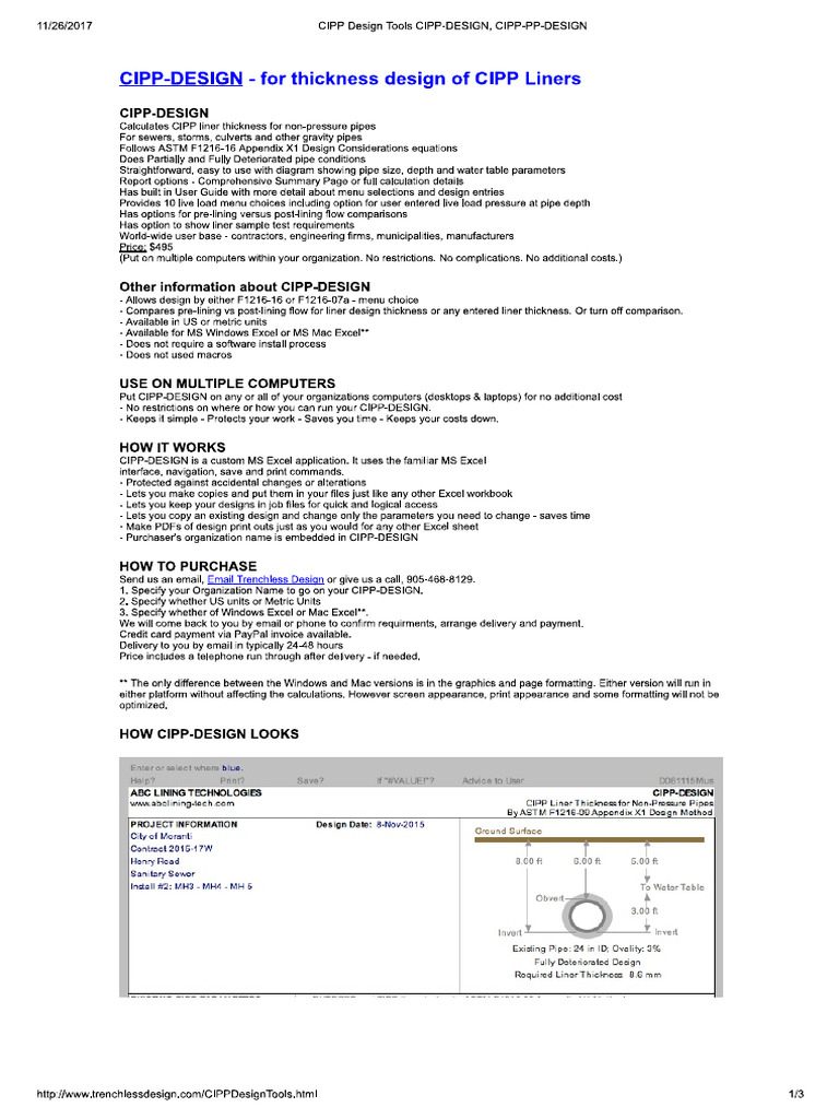 CIPP Design Tools CIPP-DESIGN, CIPP-PP-DESIGN | PDF