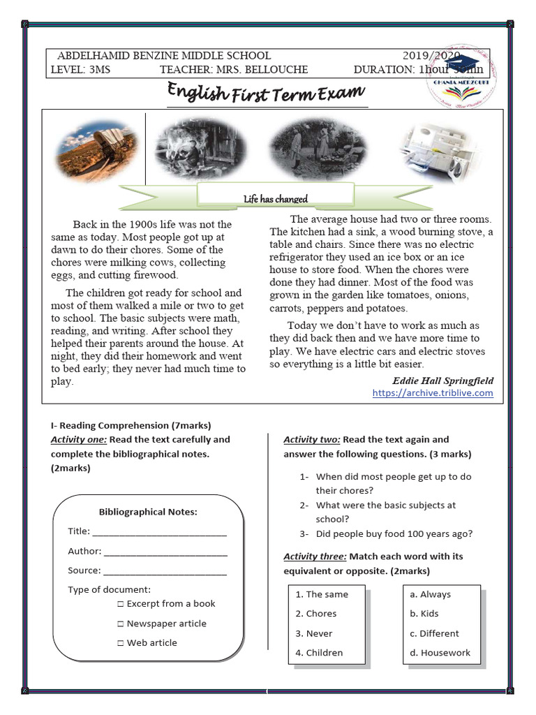 Dzexams 3am Anglais 484409 | PDF | Foods | Cooking