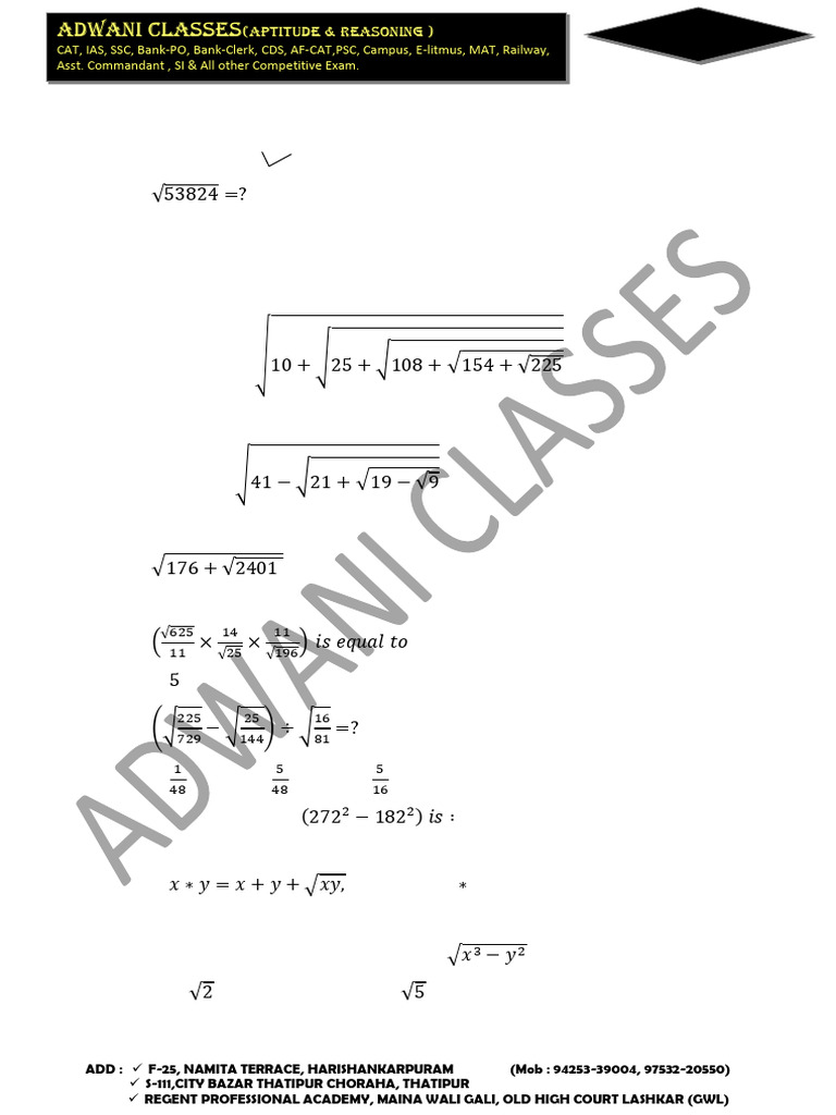 'SQUARE - ROOTS - AND - CUBE - ROOTS' Chapter | PDF | Mathematics ...