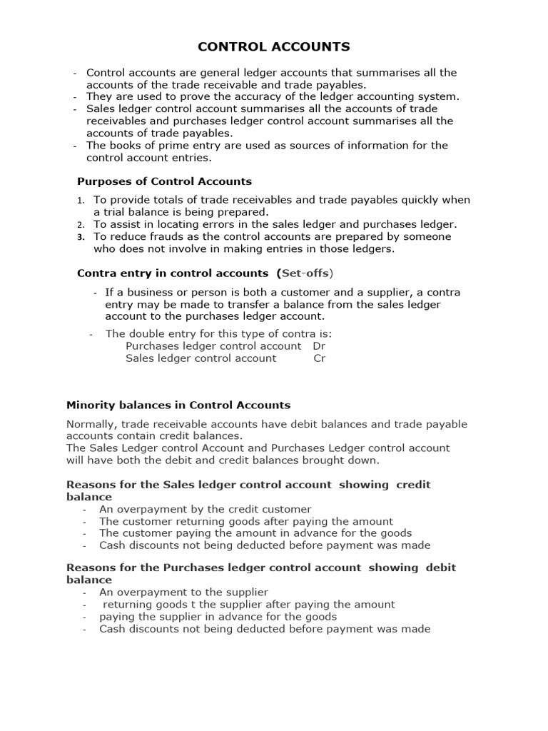 Igcse Control Account Notes Pdf
