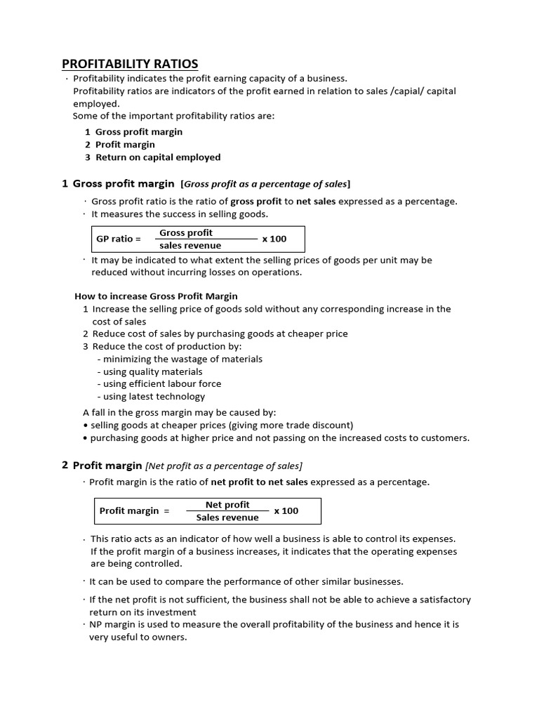 Profitability and Liquidity Ratios Explained | PDF | Gross Margin ...