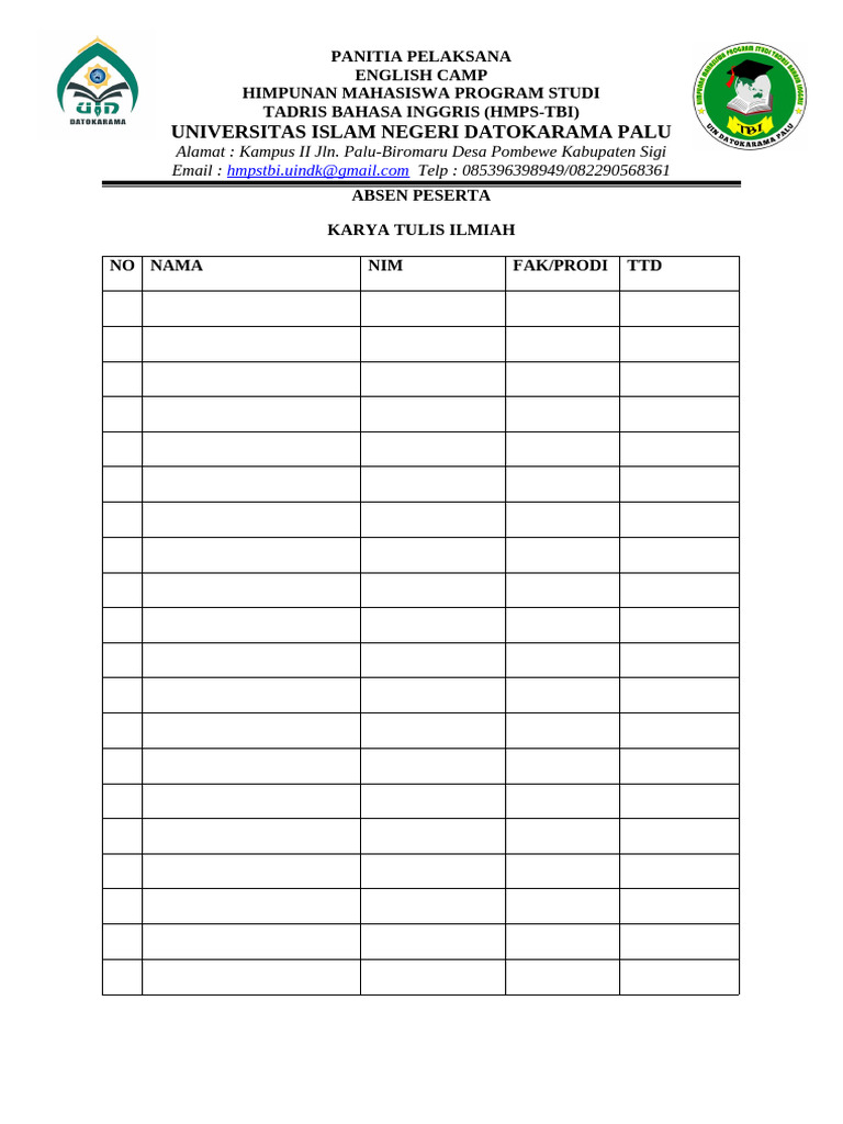 Absen Peserta Kti | PDF
