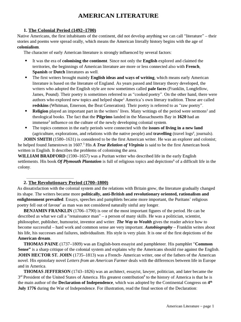 Overview of American Literature History | PDF | Moby Dick | American ...