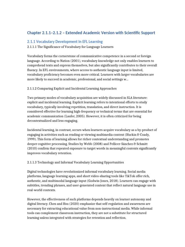 Vocabulary Learning in EFL Contexts | PDF | Vocabulary | Learning