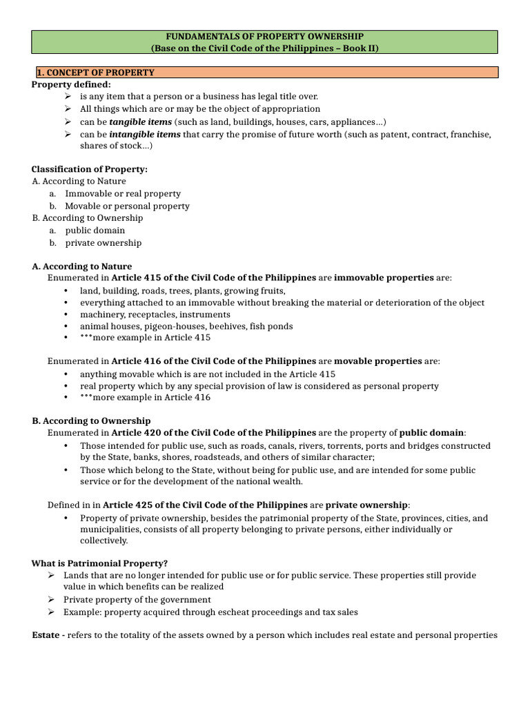 Property Ownership in the Philippines | PDF | Will And Testament | Easement