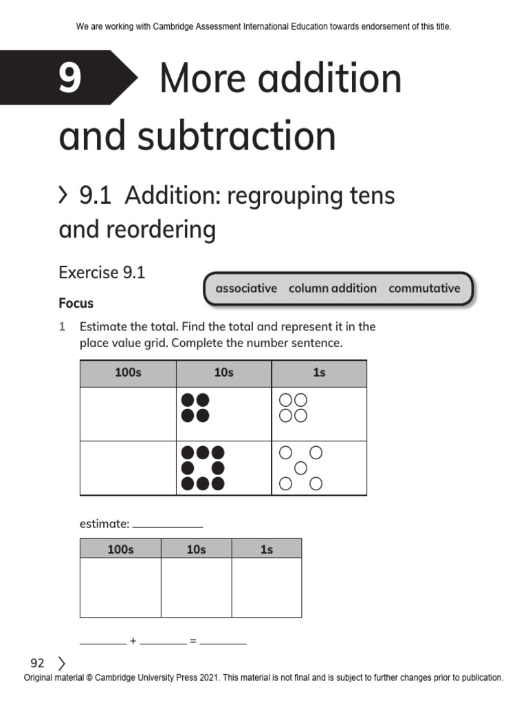 Unit 9 - Mathematics - Stage 3 - Workbook | PDF | Subtraction | Arithmetic