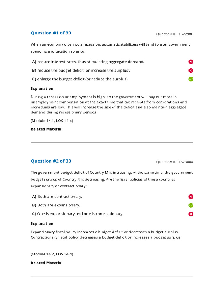 Reading 14 Fiscal Policy (Answer) | PDF | Fiscal Policy | Deficit Spending