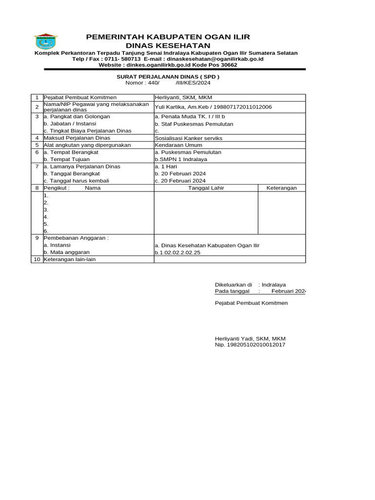 SPPD Depan&Belakang Ojt Capor Keswa | PDF