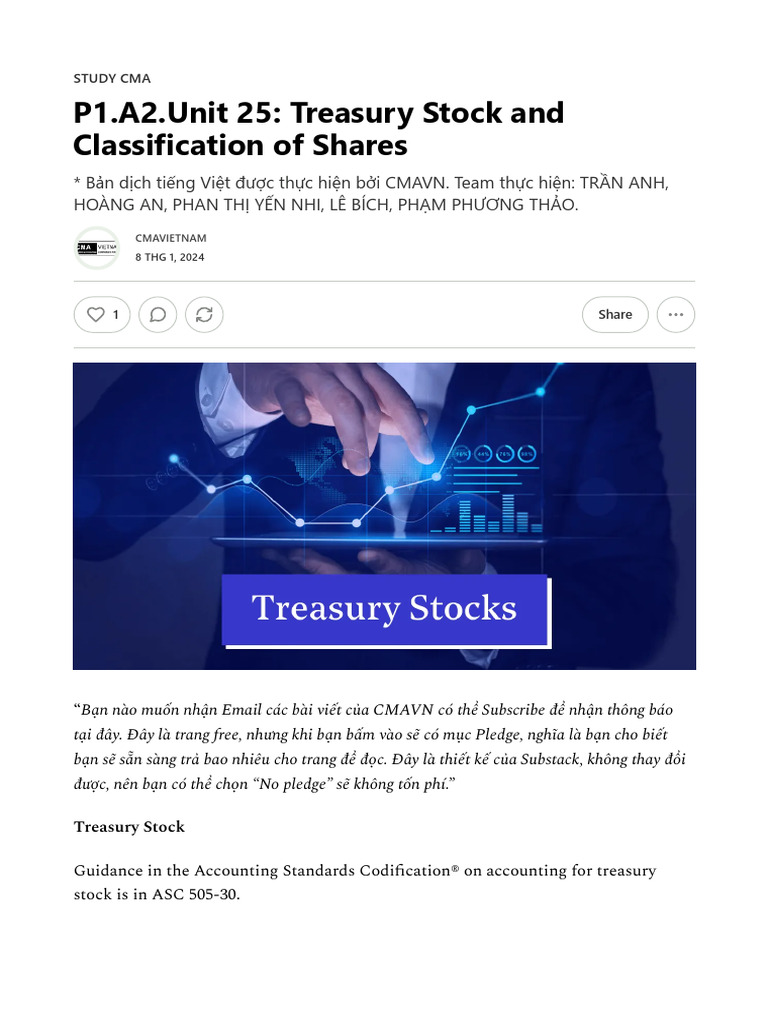 P1.A2.Unit 25 - Treasury Stock and Classification of Shares | PDF