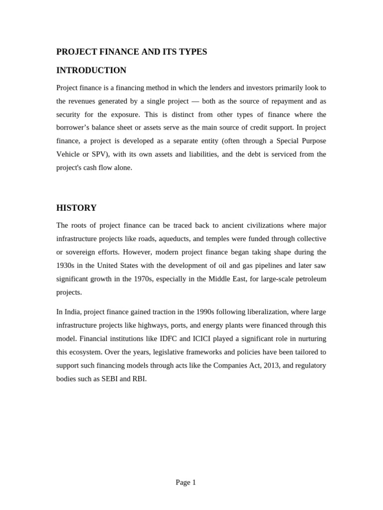 Project Finance and Its Types Final | PDF | Project Finance | Public ...