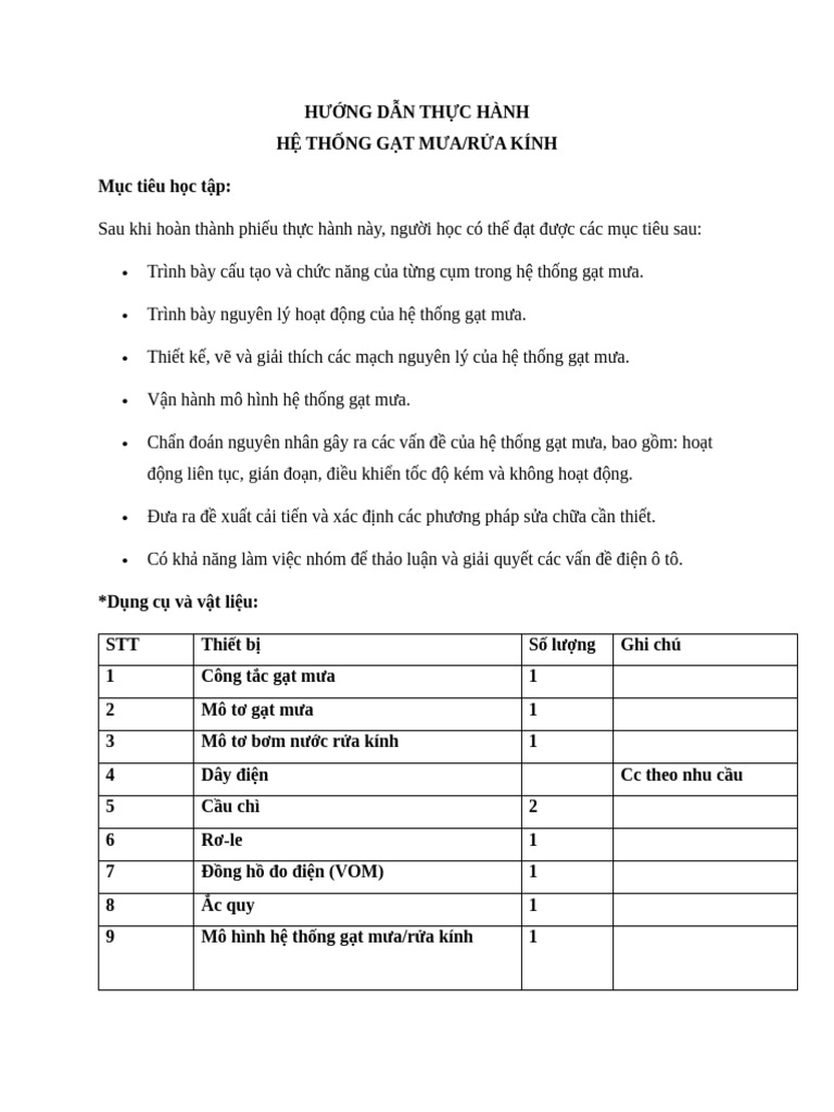 Report Wiper and Washer System | PDF