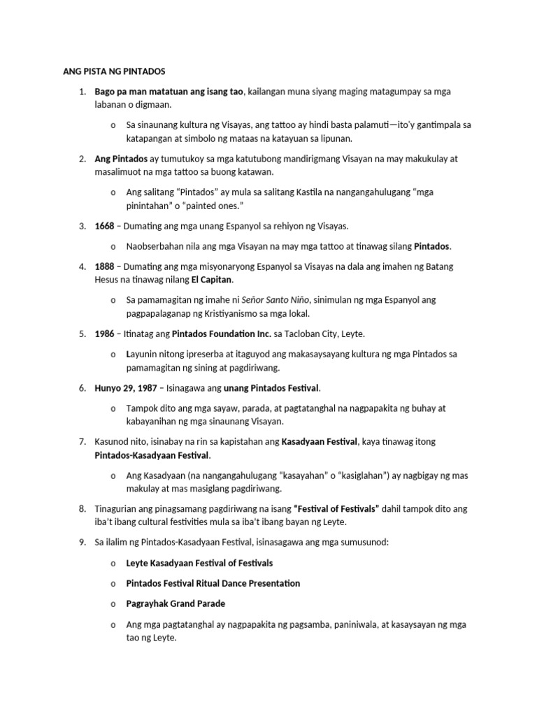 Ang Pista NG Pintados | PDF