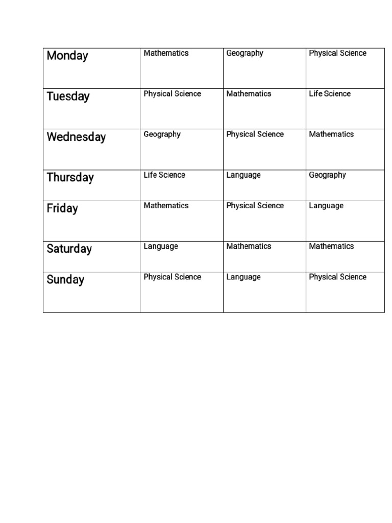 Study Time Table | PDF