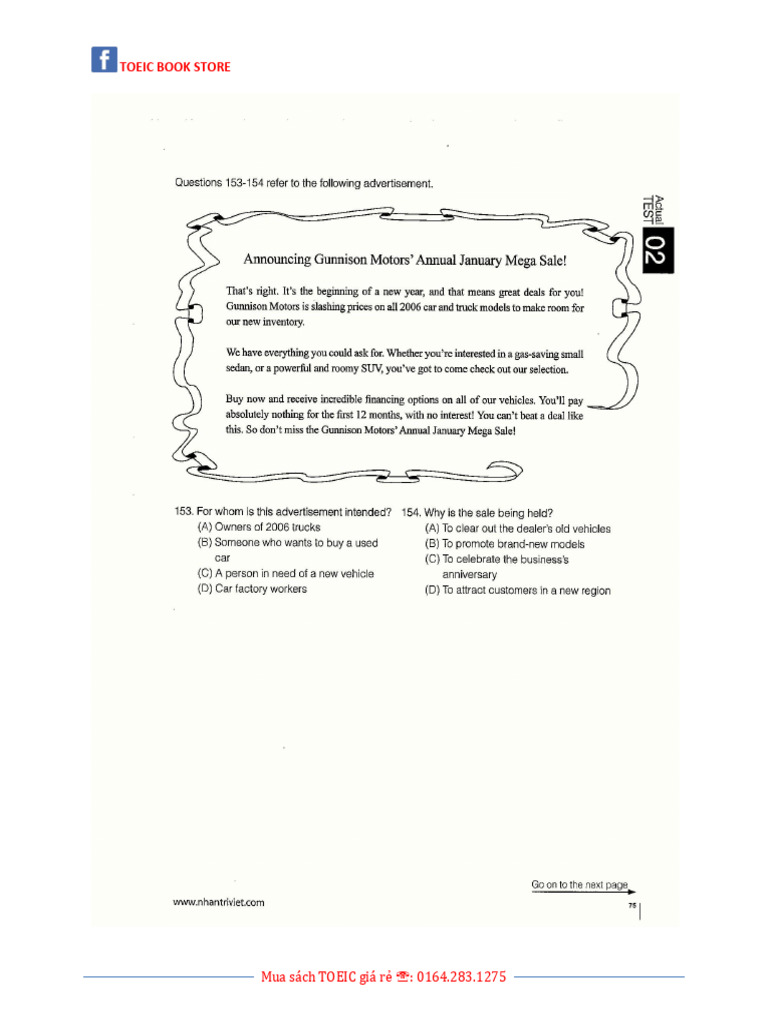 Sách Tomato TOEIC Compact Part 7 (3) | PDF