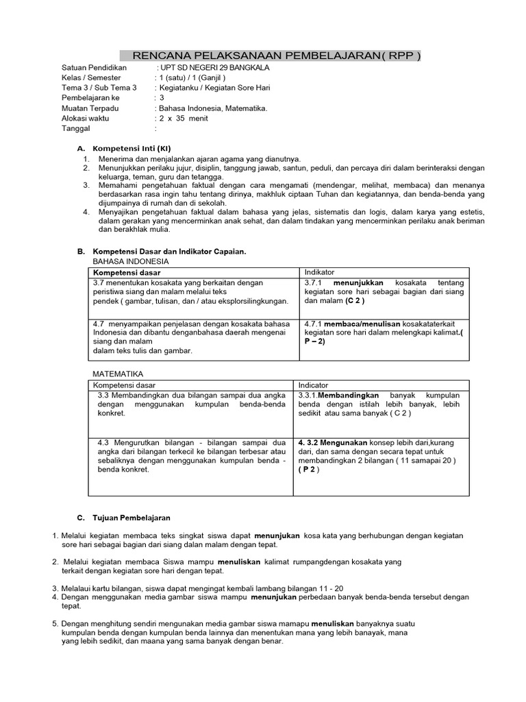 RPP Pembelajaran Model Picture and Picture | PDF