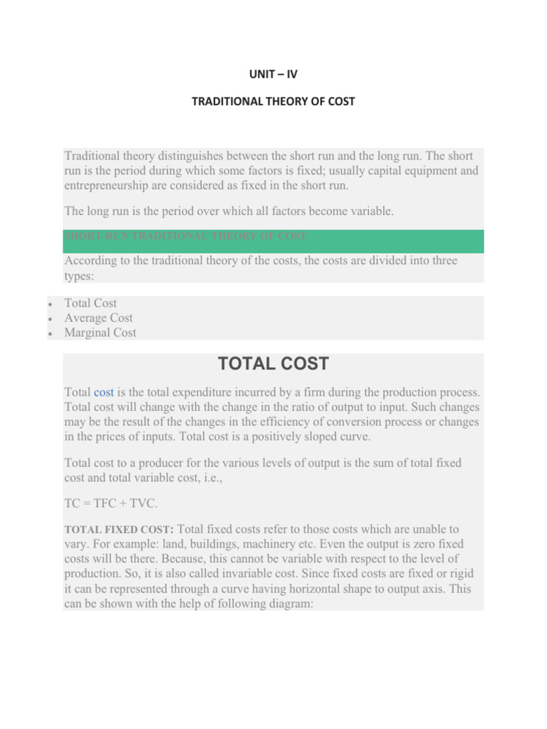 Traditional and Modern Theories of Cost | PDF | Average Cost ...