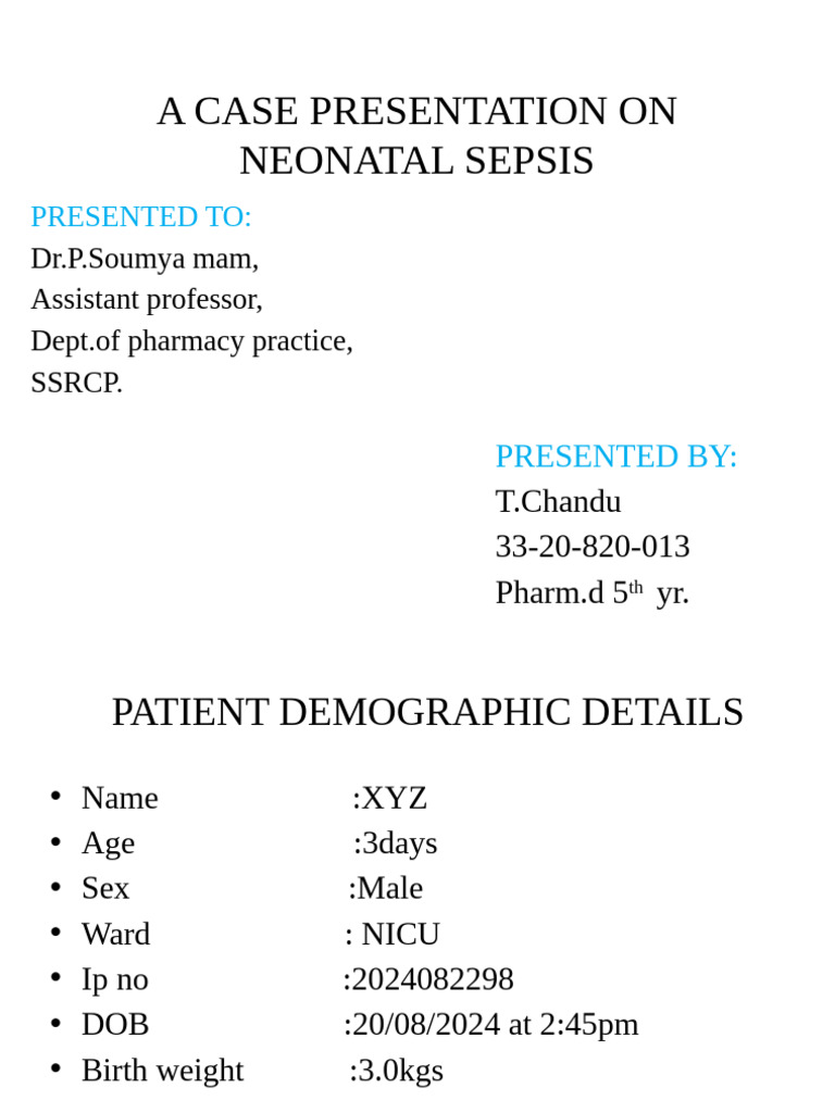a case presentation on neonatal sepsis e by Chandu (1) | PDF | Breast Milk | Breastfeeding
