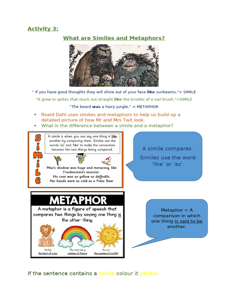 Adjectives Similes and Metaphors | PDF