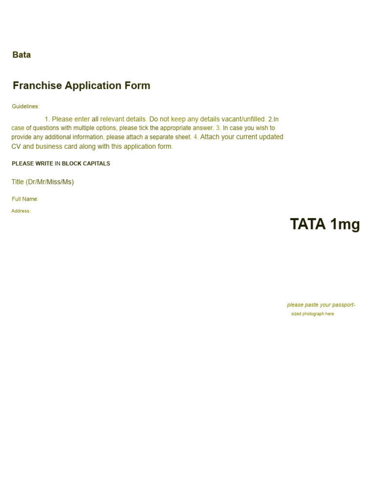 Tata 1mg Stockist Application Form PDF | PDF | Private Law | Business