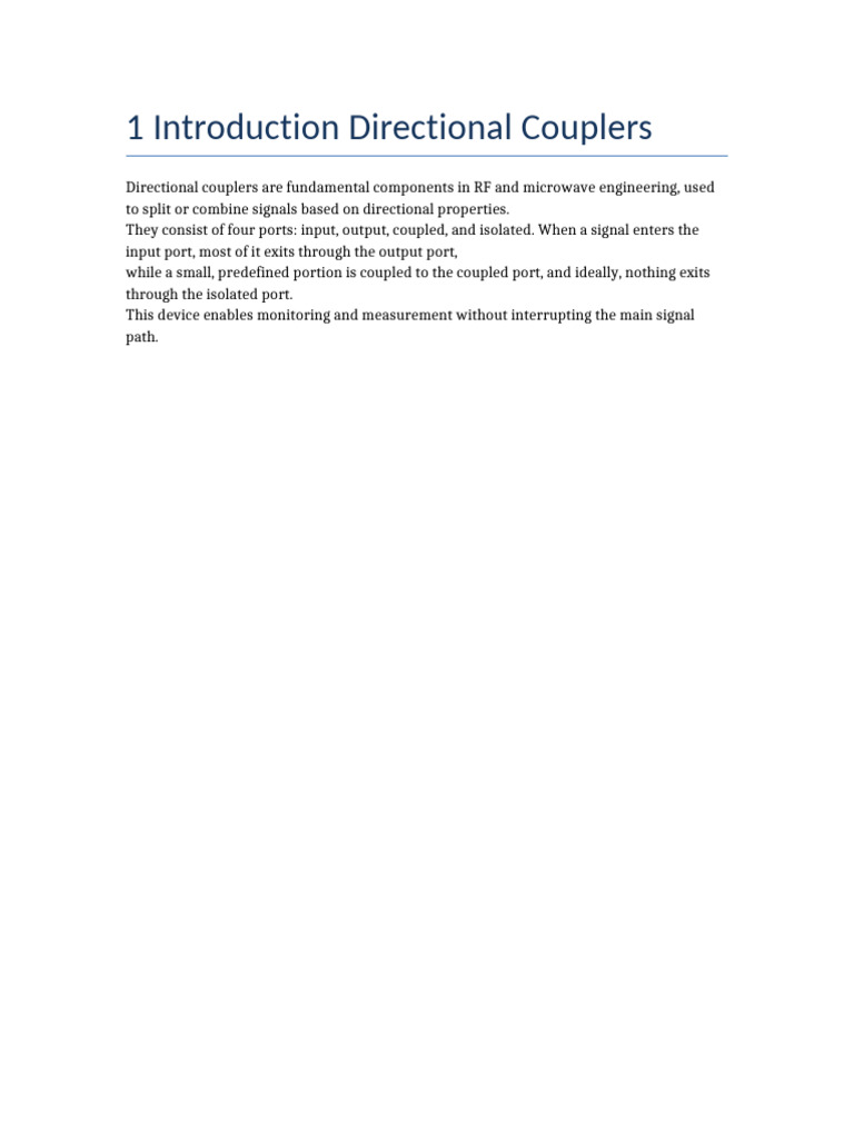 1 Introduction Directional Couplers | PDF