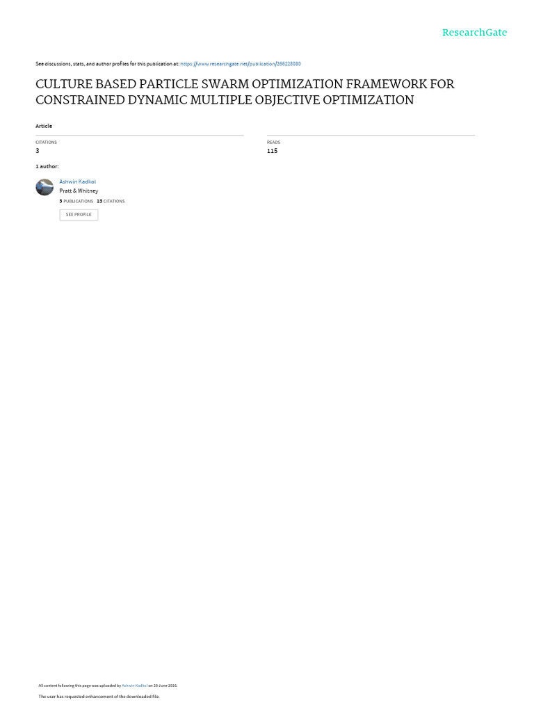 Culture Based Particle Swarm Optimization Framewor | PDF | Mathematical Optimization | Acceleration