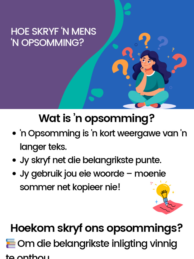 Hoe Skryf 'N Mens 'N Opsomming | PDF