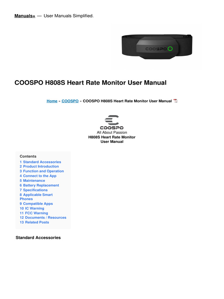 Coospo H808S Heart Rate Monitor Manual | PDF | Radio | Electronics