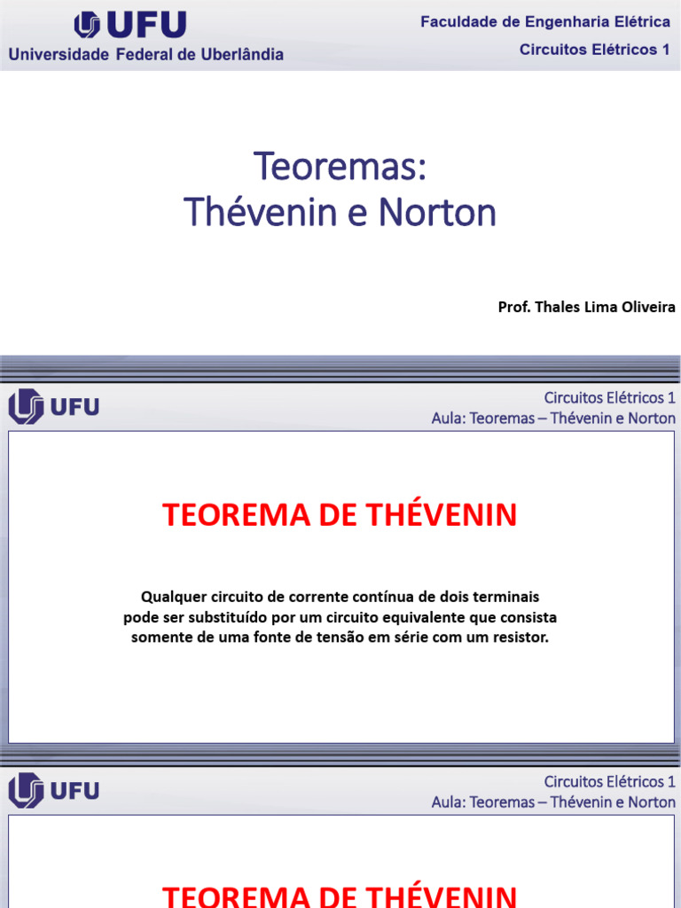 Teoremas de Thévenin e Norton em Circuitos | PDF | Rede elétrica ...