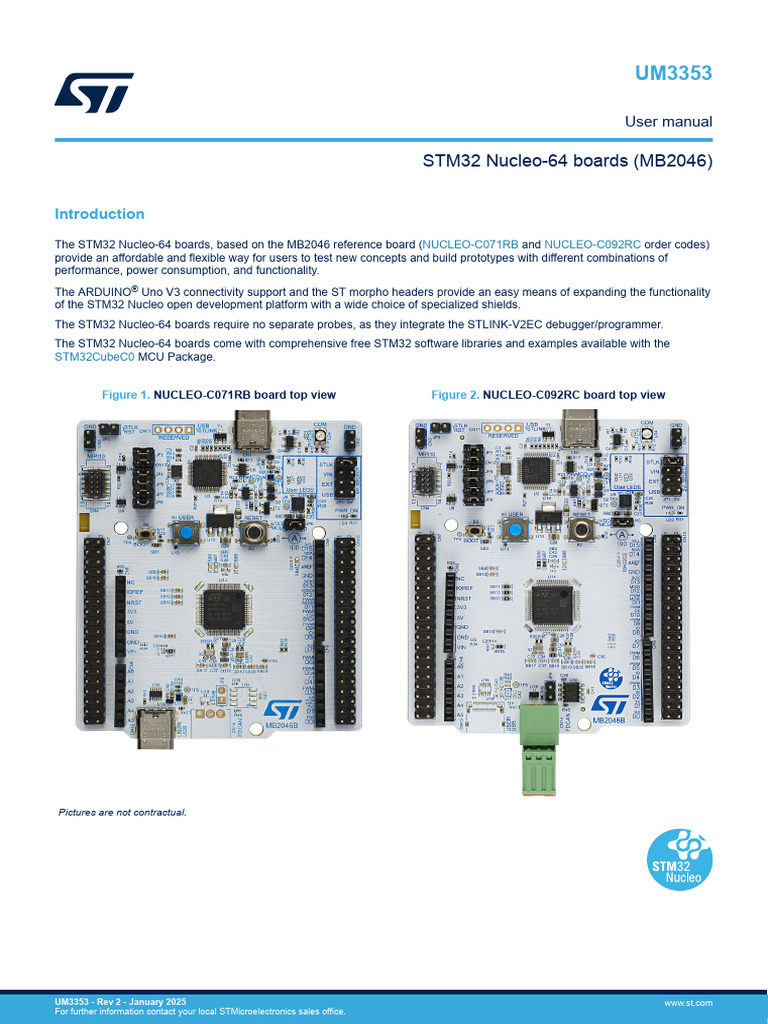Um3353 stm32 Nucleo64 Board mb2046 Stmicroelectronics | PDF | Computer Architecture | Electronics