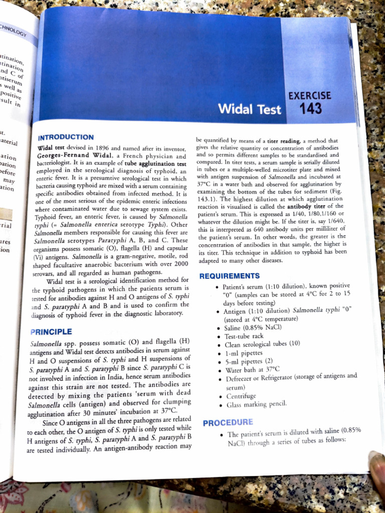 Widal Test | PDF | Serology | Salmonella