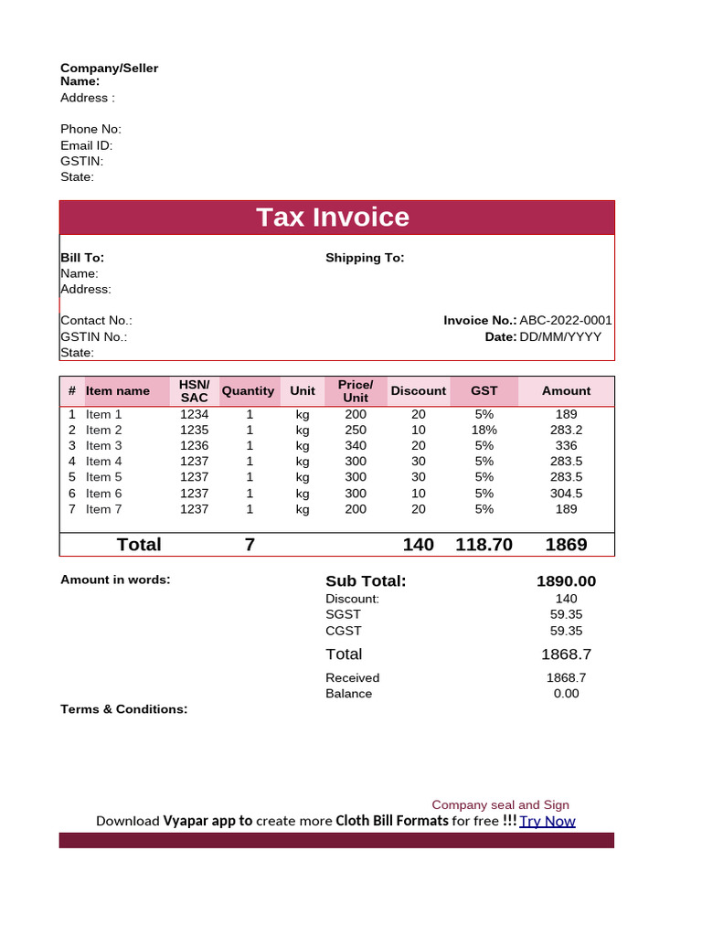 cloth-bill-format-4 | PDF
