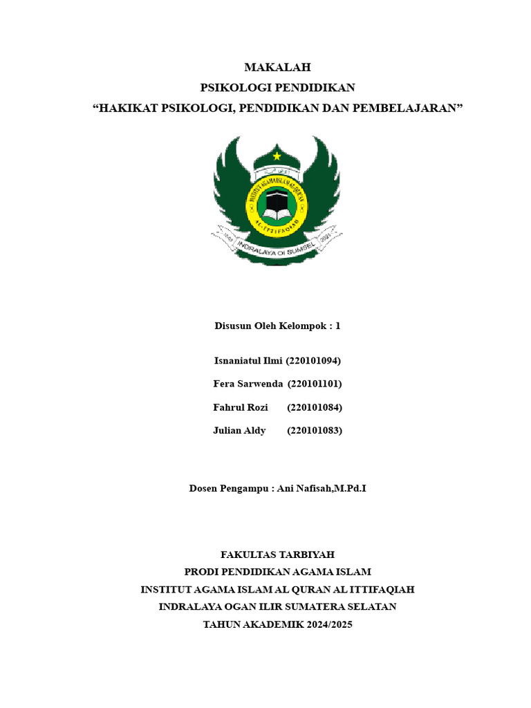 MKLH Psikologi pendidikan klmpok 1 | PDF